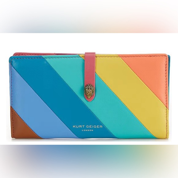 Kurt Geiger | Bags | Kurt Geiger Kensington Soft Rainbow Leather Wallet ...